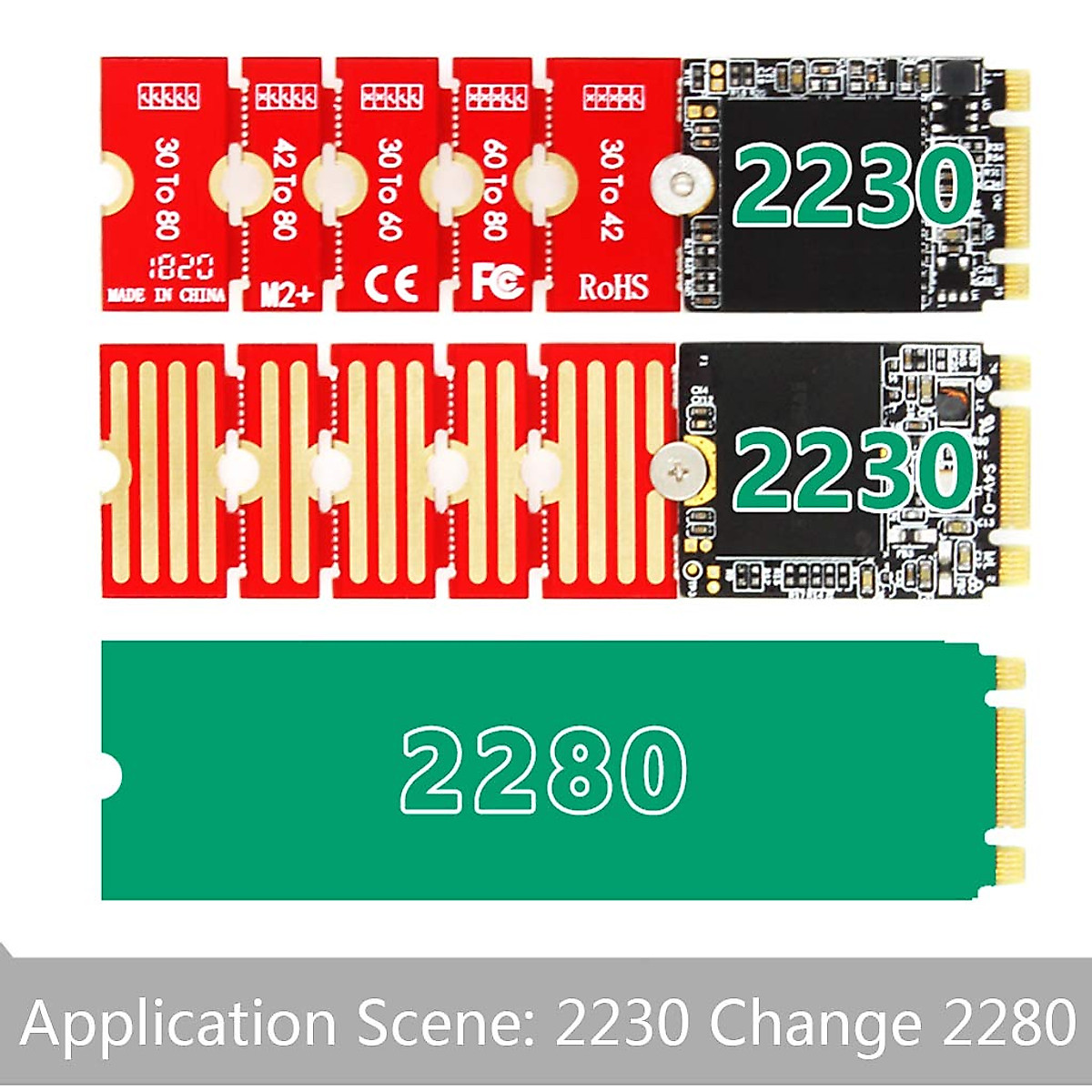 RingBuu - Extended Bracket, M2 M2PLUS NGFF NVME M.2 Extended Transfer 2230, 2242, 2260, 2280 Aircraft M2 Change Long Size NVME NGFF M.2 U.2 M3 M.3 SSD