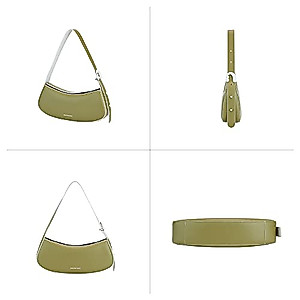 Amazing Song Small Shoulder Bag for Women, Leather Purse Designer Top Handle Bag Handbags Satchel (Olive Green)