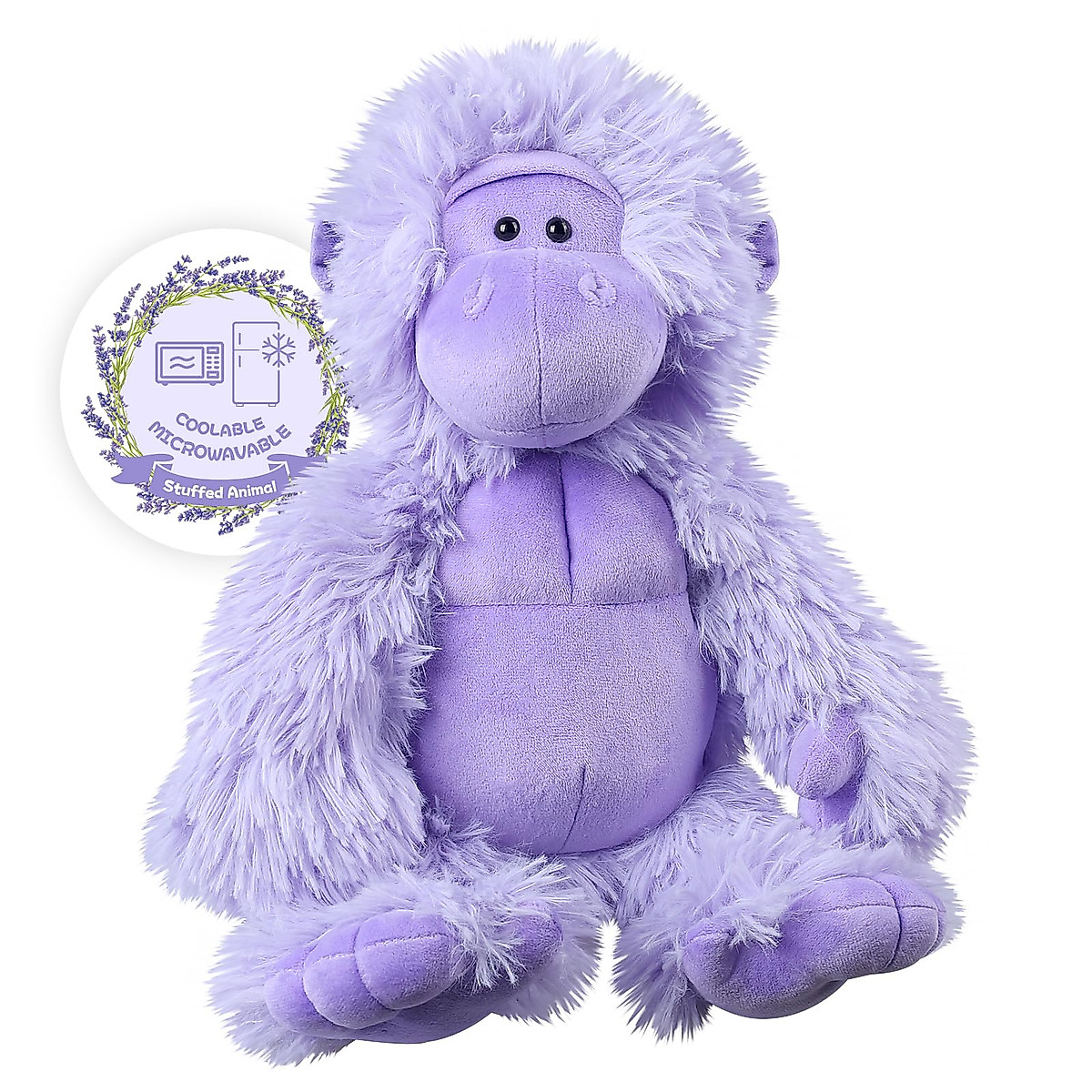 Gorilla Plush Heating Pad Stuffed Animal for Cramps & Stress Relief, Lavender Scent, Adults & Kids, Coolable & Heatable by SuzziPals