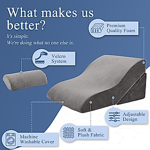 Axelrod Bed Wedge Pillow Set Foam | Adjustable Pillows for Back, Leg and Knee Pain Relief | Post Surgery Ortho Pillow – Anti Snoring, Heartburn, Acid Reflux & GERD- Grey
