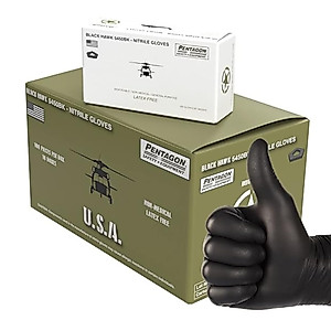 PENTAGON SAFETY EQUIPMENT Industrial Black Nitrile Gloves, Heavy Duty Disposable Gloves, Sizes (M-2XL)