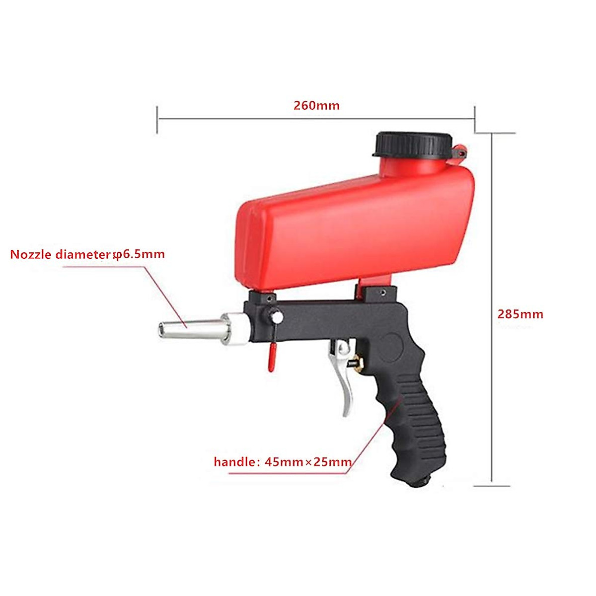 VeYocilk Sand Blaster Gun Kit: Gravity Feed Sandblasting Spray Tool for Air Compressor Red
