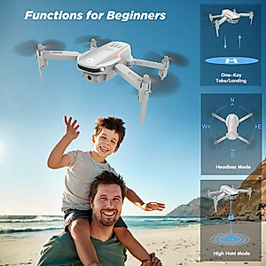 Ficinto 1080P FPV Foldable Quadcopter Drone with Camera - For Adults, Kids, Beginners - 3D Flips, Altitude Hold, Headless Mode, 2 Batteries