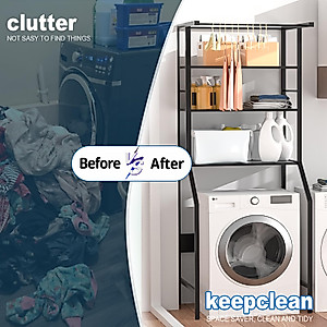 Heavy Duty Over the Washer and Dryer Storage Shelf – All-Steel Laundry Room Organizer with Clothes Drying Rod, Space-Saving Shelf for Front-Load Washers and Dryers, 29.92"L x 23.65"D x 70.8"H