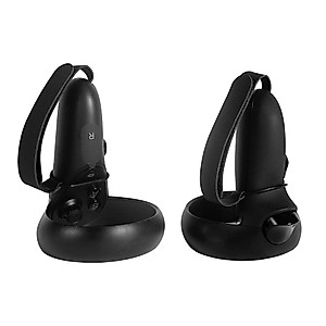 HIJIAO Hand Grip Straps Accessories for Oculus Quest, Oculus Quest 2, Rift S VR Gaming Headset Controller(black (1 Pair))