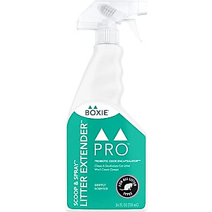 BoxiePro Scoop & Spray Litter Extender – Gently Scented- 24 oz- Probiotic Formula- Cleans and Extends The Life of Your Litter -Best Litter Box Odor Eliminator & Deodorizer