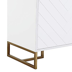 CosmoLiving by Cosmopolitan CosmoLiving Herringbone Unit, White Console
