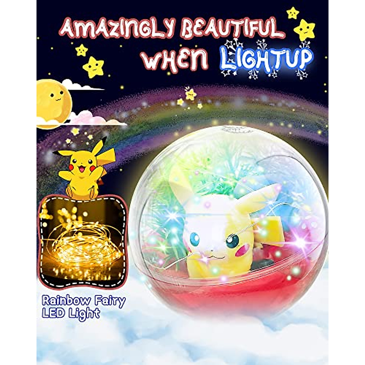 Make Your Own Night Light Kit for Kids - Light-Up Easter Egg Terrarium Craft Kit for Pokemon - Arts & Crafts Activities Kit - Bedroom Decoration Easter Gifts for 4 5 6 7 8-12 Year Old Kids- Yellow