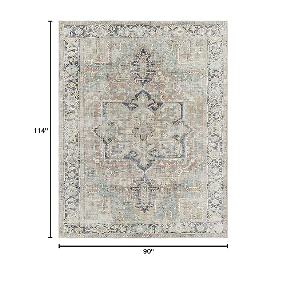 BoutiqueRugs Nisa Oriental Medallion Large Area Rug - Farmhouse Traditional Floral Carpet for Living Room - Machine Washable - Sage, Green, Rust - 7'6" x 9'6" (8x10 Area Rug)