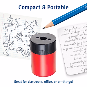 STAEDTLER pencil sharpener, premium quality sharpener with screw-on lid, prevents accidental openings, compact size for pencil case and work-station, 511 63BK (Pack of 1) , Assorted colors.