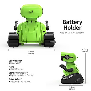 GILOBABY Robot Toys, Remote Control Robot Toy, RC Robots for Kids with LED Eyes, Flexible Head & Arms, Dance Moves and Music, Birthday Gifts for Boys Ages 3+ Years (Green)