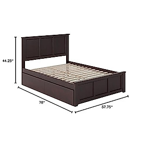 Atlantic Furniture AR8636111 Madison Platform Bed with Matching Foot Board and 2 Urban Bed Drawers, Full, Espresso