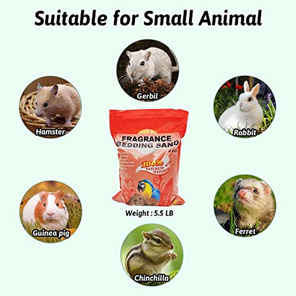 Hamiledyi Hamster Litter Potty Sand, 5.5 LB Small Animal Litter Pellets Dust Free Ferret Bathing Sand Gerbil Sand Bath Guinea Pig Bedding for Bunny Hedgehog Rabbit Dwarf Syrian Mouse (Apple)