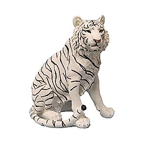 DWK Ishtar 21 Inch Indoor Outdoor Large Lawn Garden Home Decor Wild Animal Big Jungle Cat White Tiger Decorative Accent Figurine Resin Statue
