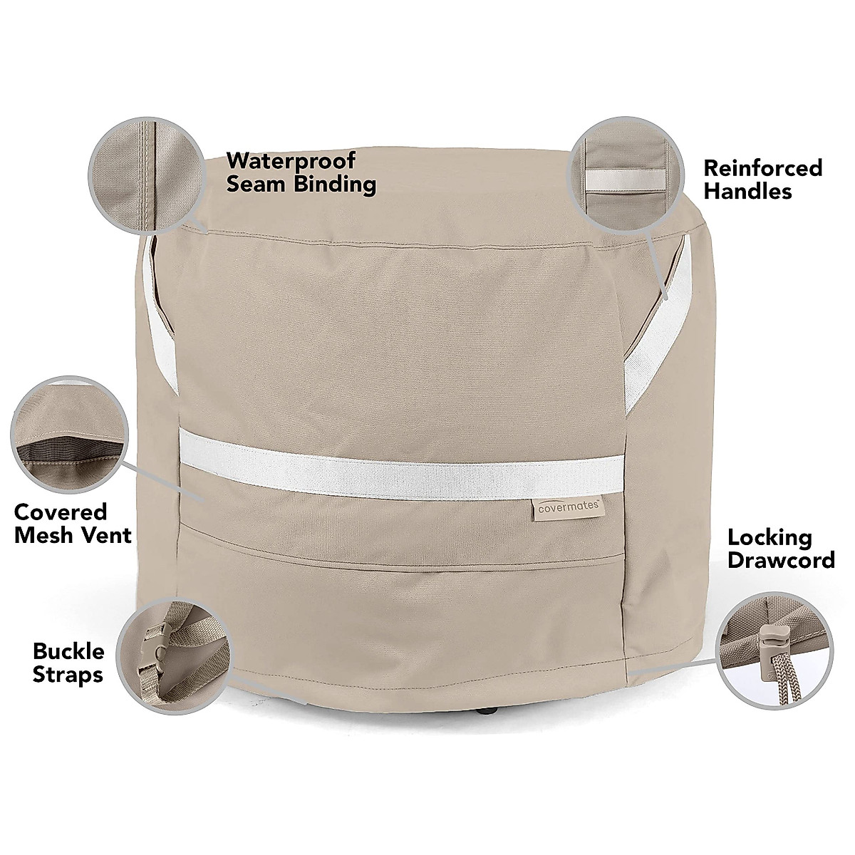 Covermates Round Accent Table Cover - Patio Outdoor Furniture Cover, Water Resistant Outdoor Ottoman/Side Table Cover, Prestige 900D Polyester, 42DIAMETER x 25H, Clay