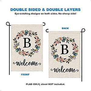 PARTY BUZZ Monogram B Garden Flag, Small Mini Initial Letter Outside Outdoor Burlap Yard Flag (12x18, Double Sided)