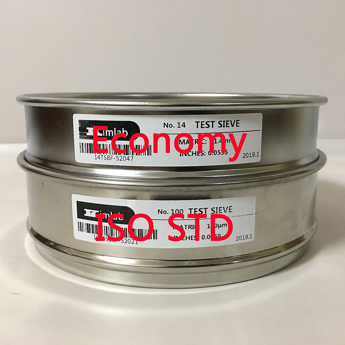 KimLab Economy 8 Pcs Test Sieve with Lid and Pan,#5,#10,#35,#60,#120,#230 Mesh Size,304 Stainless Steel Wire Cloth, 8" Diameter