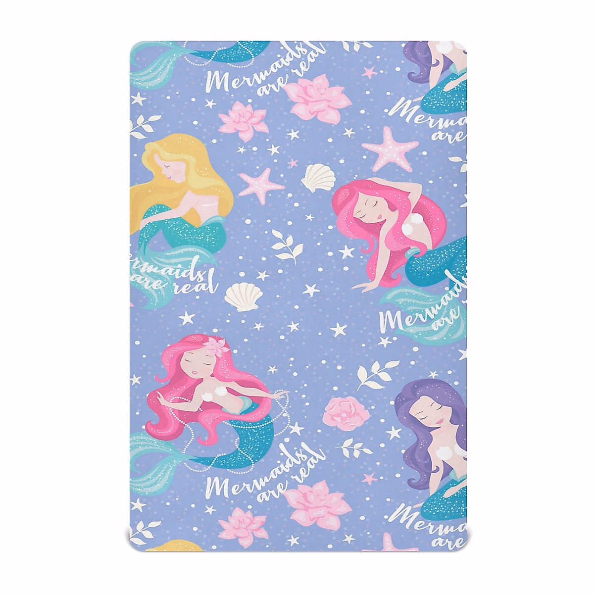 Baby Fitted Mini Crib Sheets Portable Playard Sheets Stretchy Cute Mermaid Starfish Girl Soft Modal