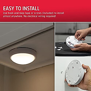 Energizer LED Tap Light, 4 Pack, Push Light, Battery Operated, Touch Light, Stick On Lights, Wireless Lights, Puck Lights, Under Cabinet Lighting, Perfect for Closets, Kitchen and More, 48958-P1