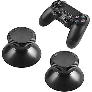 2PCS Aluminum Metal Analog Joystick Thumbstick Rocker Mushroom Caps Button for PS4 Xbox One Replacement (Black)