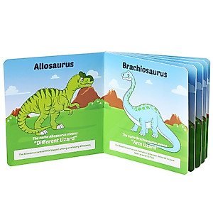 Dazmers Dino Stuffed Animals - 12 Inch Plush Toys with Board Book: Big Colorful Set for Toddlers Ages 1-3. Soft & Cuddly Dinosaur Gift - T-Rex, Triceratops, Stegosaurus. Learn & Play