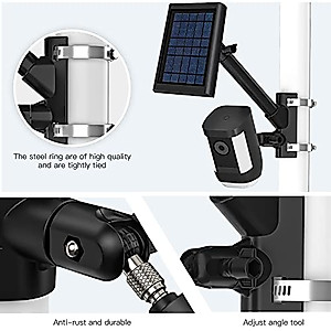 HOLACA 2-in-1 Pole Mounting Bracket for Ring Solar Panel, Spotlight Cam Pro/Plus and Stick Up Cam Battery/Wired Outdoor Mount Accessories for Ring SuperSolar Panel (Black)