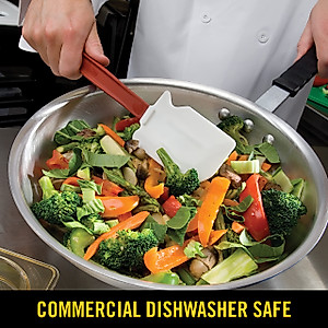 Rubbermaid Commercial Products High Heat Resistant Silicone Heavy Duty Spatula/Food Scraper, 9.5-Inch, 500 Degrees F, Red Handle, for Baking/Cooking/Mixing, Commercial Diswasher Safe