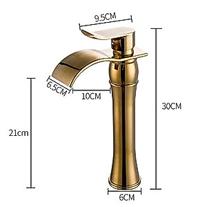 FHSRAEIP Bathroom Sink Faucet, Basin Faucets Bathroom Waterfall Faucet Single Handle Basin Mixer Tap Bath Faucet Brass Sink Hot and Cold Faucet,Bathroom Vanity Mixer