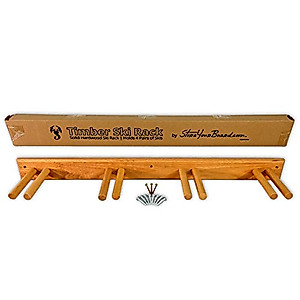 StoreYourBoard Timber Ski Wall Rack, 4 Pairs of Skis Storage, Wood Home and Garage Mount System, Natural Wood