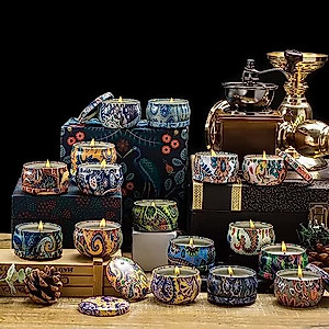 16 Scented Candles Gift,Natural Soy Wax Aromatherapy Candles,Small Portable Tin Candles Set for Mom,Women,Teachers, Colleagues and Friends,2.5 OZ