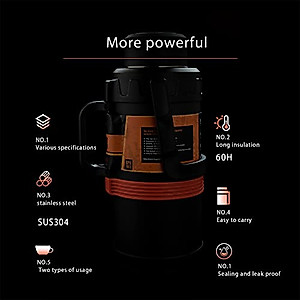 KOPUJUNE Large Thermos Bottle,1.32 Gallons,Stainless Steel Double Walls Vacuum Insulated,Great for Outdoors,Sports,Camping,Travel (176 Oz/11 Lb/5.0kg/5.0 L, Black)
