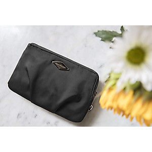 Travelon Double Zip Crossbody Clutch, Black, One Size, 8.5 x 5.5 x 1.5