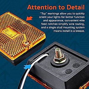 TRUE MODS 2pc 2x3 3x2 Inch Amber LED Stud-Mount Side Marker Light [DOT Certified] [IP67 Waterproof] [ Integrated Reflector] for Utility Boat Trailers Over 80" Camper RV Clearance Light