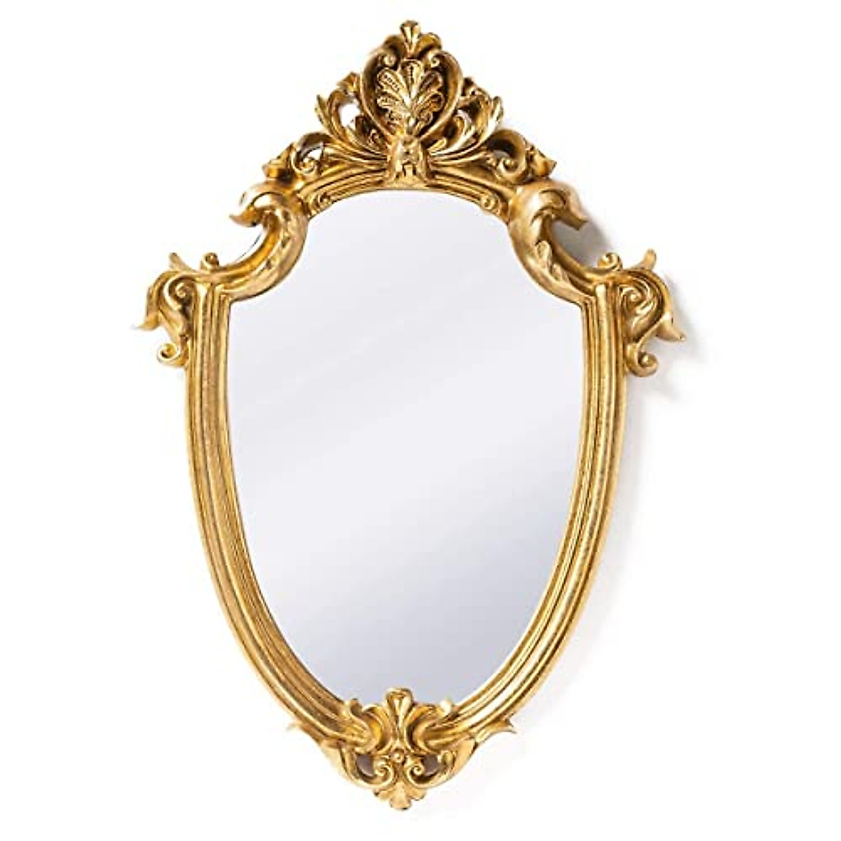 Funerom Vintage 11.6 x 9 inch Decorative Wall Mirror Gold Shield Shape 12.8 x 14.3 inch Wall Mirror Oval Antique Gold