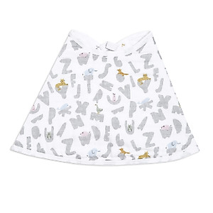 aden + anais Essentials Burpy Bib, 100% Cotton Muslin, Soft Absorbent 4 Layers, Multi-Use Burp Cloth and Bib, 22.5" X 11", Single, Alphabet Animals