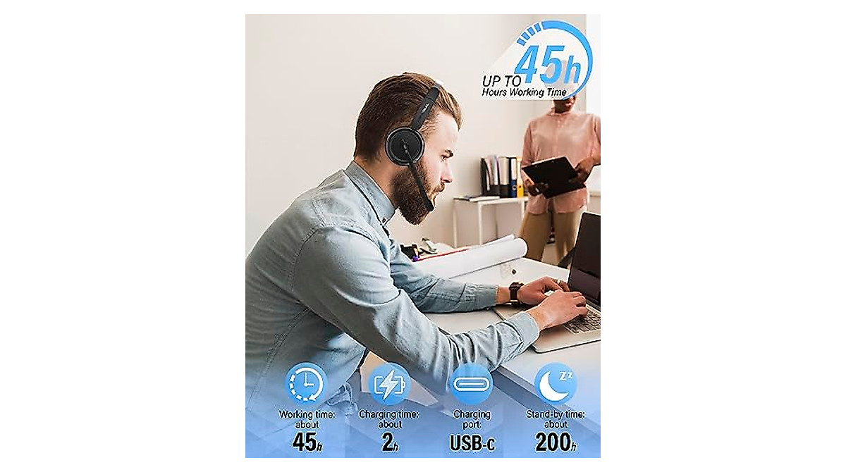 MONODEAL Bluetooth Headset V5.2 - AI Noise Cancelling