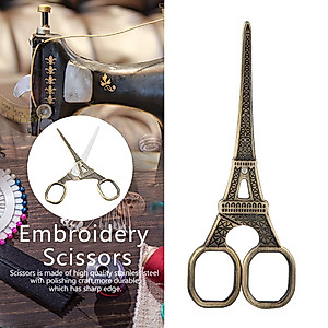 Stainless Steel Scissors DIY Fashionable Eiffel Tower Shape Sewing Shears Art Work Dresser Embroidery Tool Scissor(bronze)