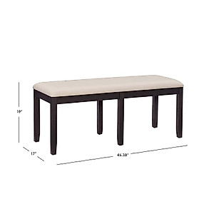 Linon Jordan Wood Backless Bench in Dark Charcoal Gray