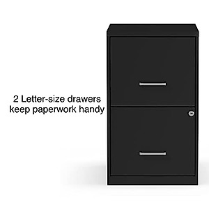 STAPLES 2806262 2-Drawer Vertical File Cabinet Locking Letter Black 18-Inch D (52149)