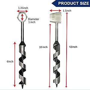 1 X 10-inch Hand Auger Wood Drill, Hexagon Embedded Welding Bushcraft Hand Auger Wrench Scotch Eye Auger Manual Bushcraft Auger Set w/Leather Case Survival Tools -by MinliGUY