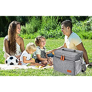 Voova Large Lunch Bag 12 Can (10L) Insulated Leakproof Soft Lunch Box for Adult Men Women, Collapsible Portable Small Cooler Bag Bento Lunchbox for Work Beach Picnic Camping, Grey
