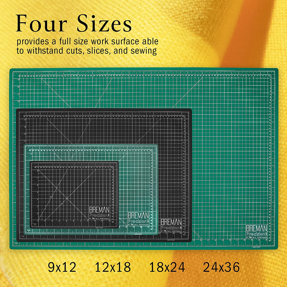 Breman Precision Self Healing Cutting Mat 24 x 36 Inch - Rotary Cutting Mats for Crafts - Craft Cutting Board for Crafting & Quilting - 2 Sided 5 Ply PVC Self Healing Mat - 24x36 Craft Cutting Mat