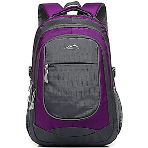 Backpack Bookbag for School College Student Sturdy Travel Business Hiking Fit Laptop Up to 15.6 Inch Multi Compartment Gifts for Men Women Night Light Reflective (Purple A)