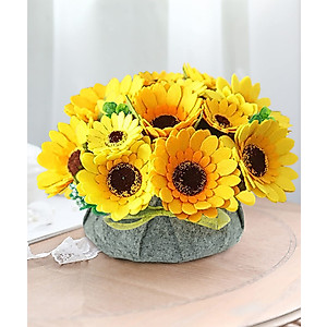 BAZIMA DIY Felt Flower Art Craft Kit, DIY Felt Sunflower Pot Bonsai Kit, Floral Gifts,Beginner Craft Kit,Arrange Pre-Cut Felt Flowers and Foliage
