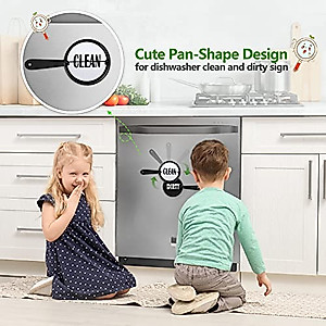 Dishwasher Clean Dirty Sign Magnet Free, Pan Design ø3.2 Clean Dirty Sign for Dishwasher with Removable Double Sided Sticker by SOOOEC