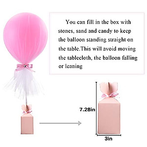 Pink Tulle Tutu Balloons with Candy Box for Baby Shower Centerpieces Girls Butterflies Birthday Party Wedding Table Decorations, with Inflate Balloons Pump, 6 Packs