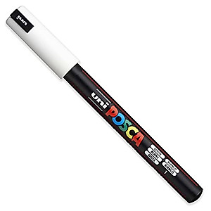Posca - Ultra Fine to Fine Paint Marker Pens Set - PC-1MR, PC-1M, PC-3M - White Ink - Pack of 3
