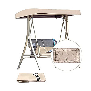 Outdoor Patio Swing Canopy Replacement Top Cover,191x120x18cm/75x47x7'' Swing Canopy Cover Waterproof Replacement Canopy Top for Patio Yard Porch Swing Cover 3 Seater,HADMB,Beige