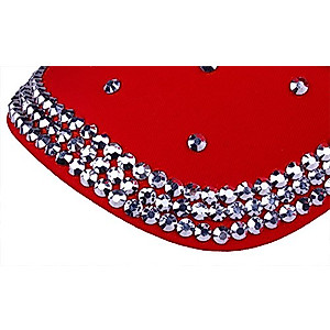 USA Bling Baseball Cap Sparkle American Flag Hat for Men Women Hip Hop Caps (Red)