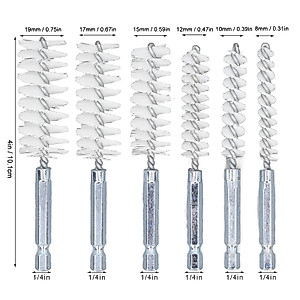 6PCS Hole Cleaning Brushes Bore Brush for Drill Twisted Wire Cleaning Brush Power Drill Cleaning Wire Brush with 1/4in Hex Shank for Power Drill Impact Driver (Nylon (White)) ﻿